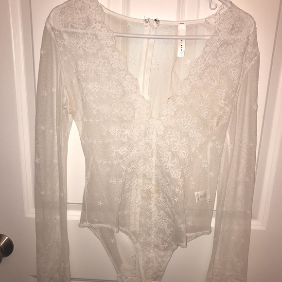 Tops | White Lace Mesh Top | Poshmark